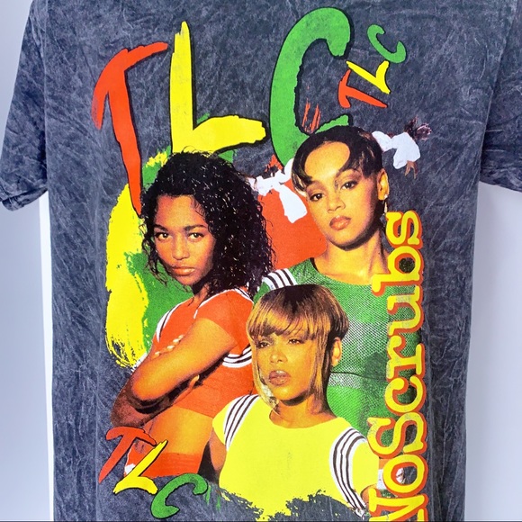 TLC | Shirts | Tlc No Scrubs Black Tboz Left Eye Chilli Acid Wash Retro ...